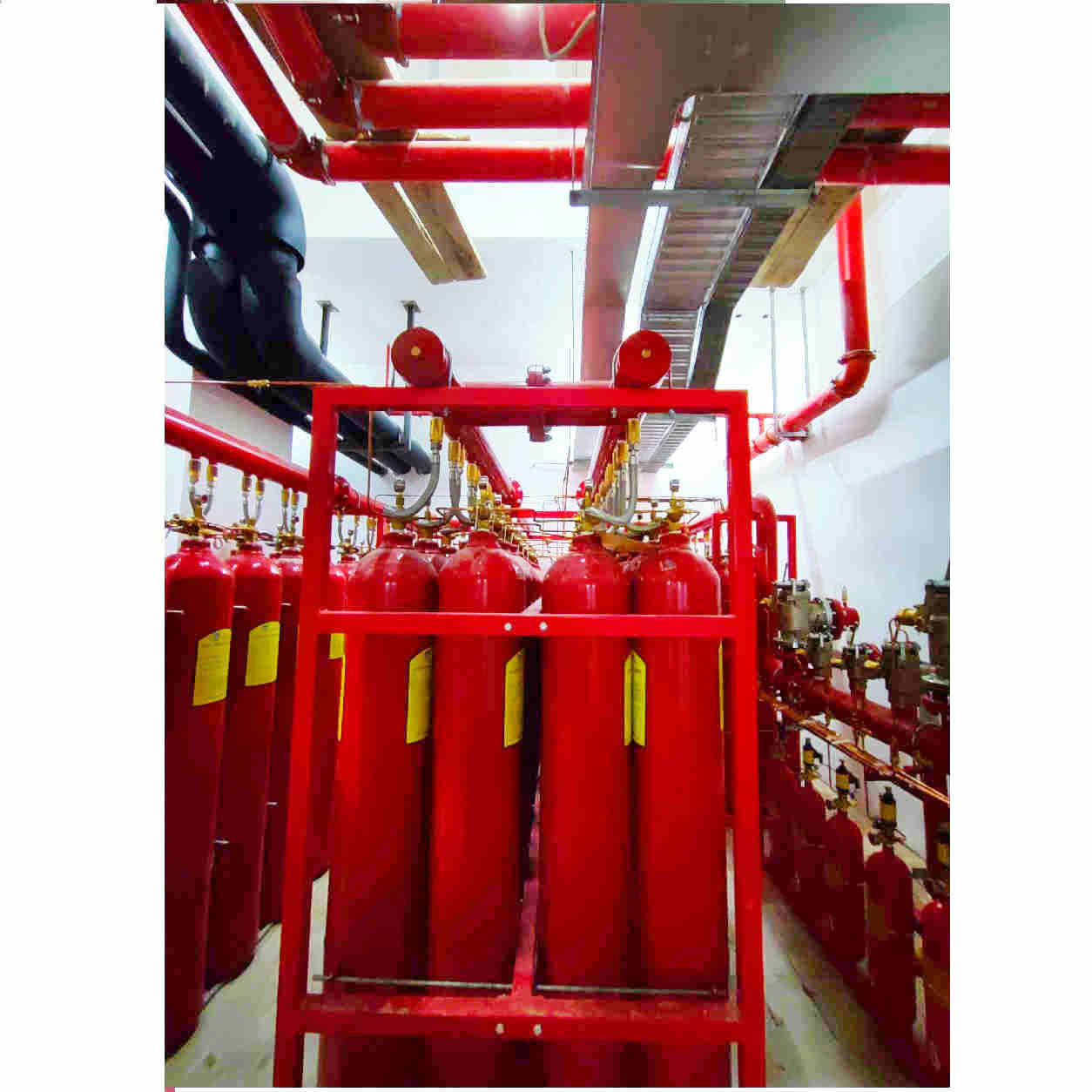 IG 100 ระบบดับเพลิงก๊าซอ่อนเพลิง ด้วยความจุ 70L - 90L ประเภทของเครือข่ายท่อ